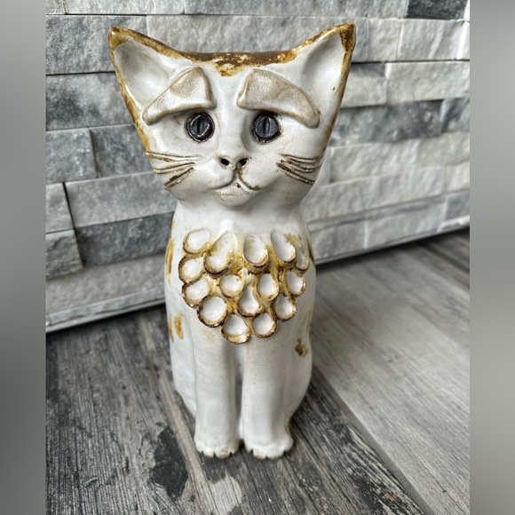 Hand Crafted | Art | Cat Pottery Glazed Ceramic Tall Vase Kitty Animal ...